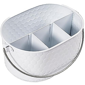 utensil caddy for parties, utensil caddy for countertop, kitchen utensil caddy, plate and utensil caddy - picnic utensil caddy, kitchen utensil caddy for countertop - 10 Inches (Snow White)