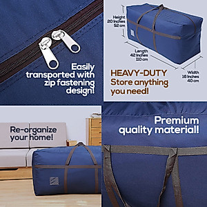 2 Pack Blue Large Duffel Bag for Traveling - Heavy-Duty 600D Polyester, Waterproof with Reinforced Handles, Holds 100 lbs - Premium Quality Duffle Bag Perfect for Travel & Storage - 42" x 16" x 20" In