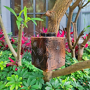 Elfengarden 36 Inch Solar Lantern with Shepherd Hooks - Metal Lanterns Decorative Warm White LED Light - Waterproof Powered Hanging for Patio Garden Pathway [Dandelion-B]