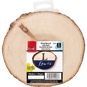 Plaid Round with Bark Wood Surfaces, 7"
