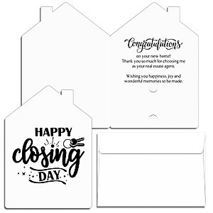 Dunzoom 25 Sets Real Estate Cards New Home Congratulations Cards Thank You New House Cards House Shaped Gift Cards with Envelope Closing Gifts for Home Buyers Real Estate Agent Favors