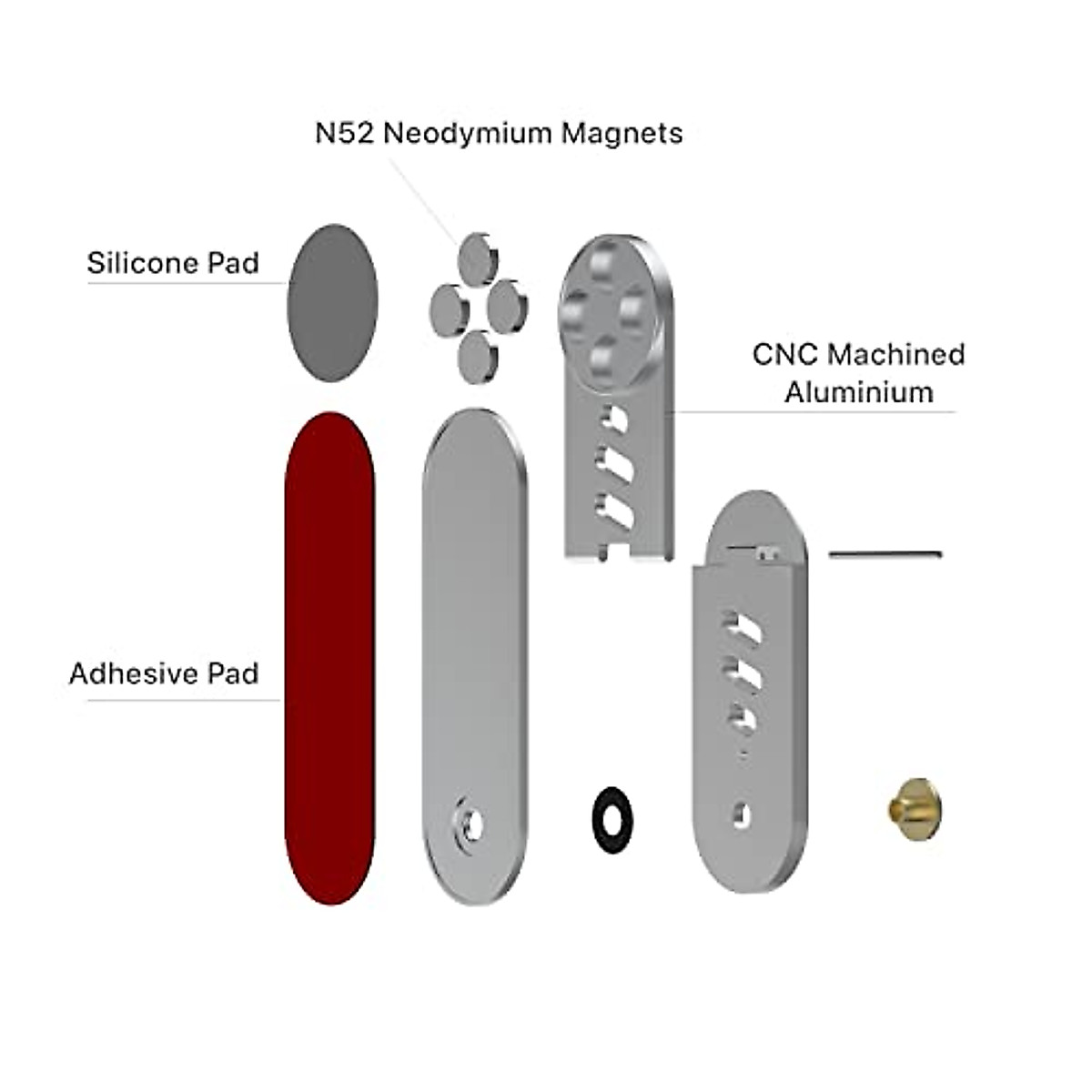 Doolkin® Pizo Mount, Laptop Phone Holder, Adjustable Laptop Stand, Foldable Laptop Side Mount Clip, Slim Portable Smartphone Stand, Computer Monitor Expansion Bracket, Magnetic Phone Mount
