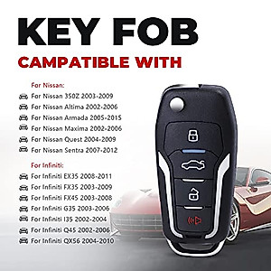 Keymall Upgraded Key Fob Keyless Entry Remote Control for Nissan Altima 350Z Armada Maxima Quest Sentra/Infiniti EX35 FX35 FX45 G35 I35 Q45 QX56 FCC ID KBRASTU15, CWTWB1U758, CWTWB1U821