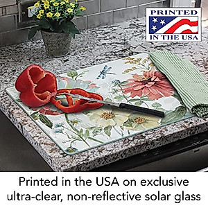 CounterArt Spring Meadow 3mm Heat Tolerant Tempered Glass Cutting Board 15” x 12” Manufactured in the USA Dishwasher Safe