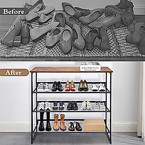 Garden 4 you 4-Tiers Shoe Storage Freestanding Organizer Modern 25.2 in Tilting Adjustable Shoe Rack for High Heels, Entryways, Hallways, Closets, Dormitory Rooms, Industrial, Brown