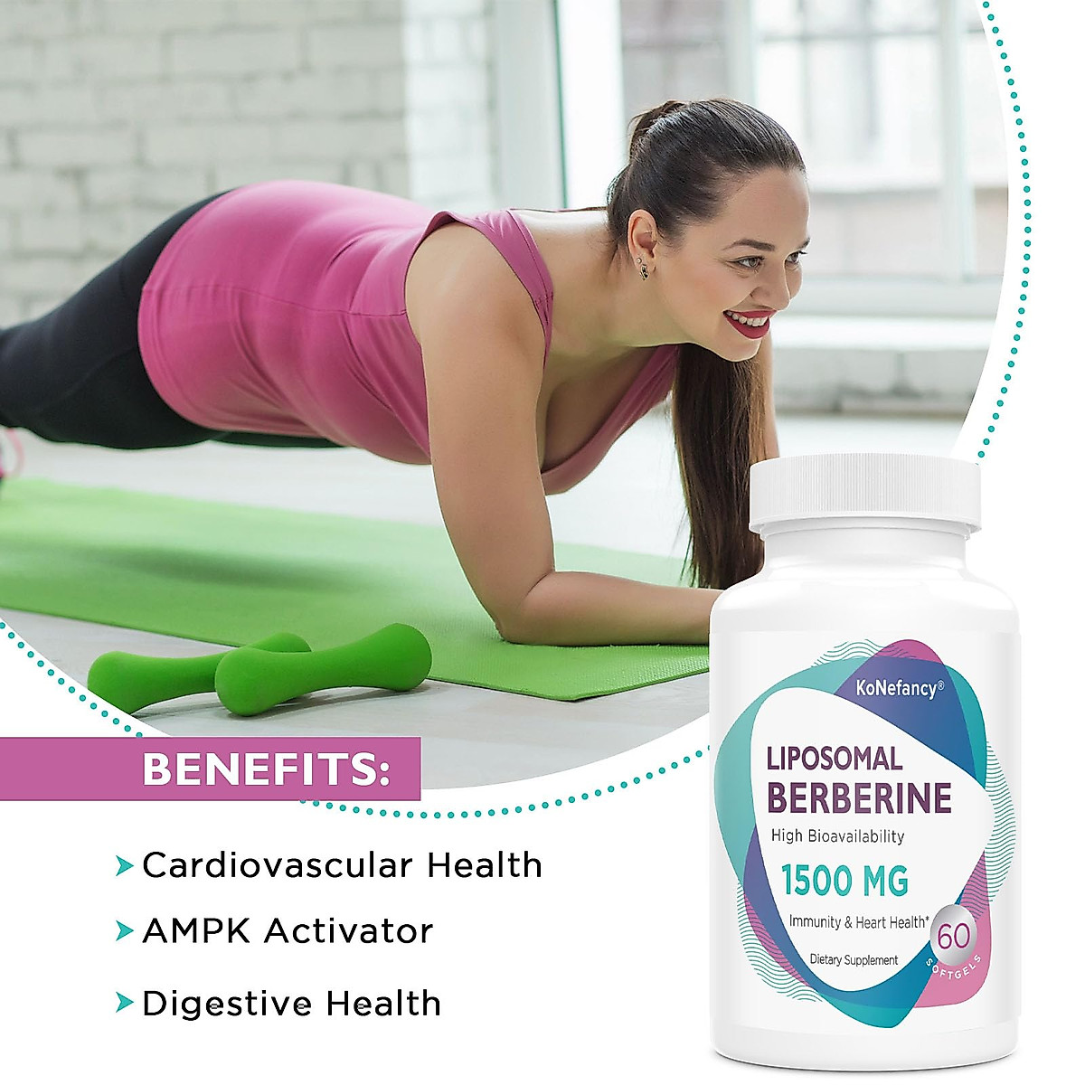 Berberine HCL Supplement 1500mg - High Bioavailability Liposomal Berberine Capsules for Women and Men, AMPK Activator