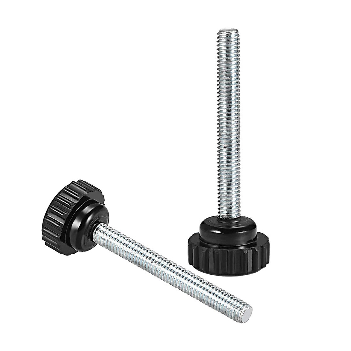 uxcell 2pcs Knurled Clamping Knobs M6 x 50mm Metric Zinc Plated Carbon Steel Male Thread Thumb Screw on Type 20mm Plastic Round Head Threaded Hand Bolt Stud Knobs Black