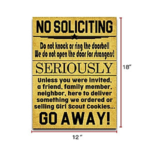 Funny No Soliciting Flag Homeowners Flag Funny Go Away Flag Funny Garden Flag No Soliciting Sign mothers day House Gift Decor Yard Decor Outdoor Decor Double Sided Flax Garden Flag 12" x 18"
