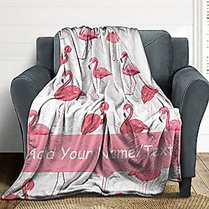 Custom Name Flamingo Blanket Gifts, 50"x40" Pink Flamingo Throw Blankets, Personalized Fuzzy Soft Plush Blanket for Girls Women, Gifts for Flamingo Lovers, All Season Throw Blanket for Sofa Bed Couch