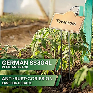 Metal Plant Labels Weatherproof 25 Pack, Outdoor Stainless Steel SS304 Garden Label Markers for Plants Vegetables Herb Seedlings Flowers with a Pen, Height 10.75 Inch, Label Area 3.74'' x 1.39''