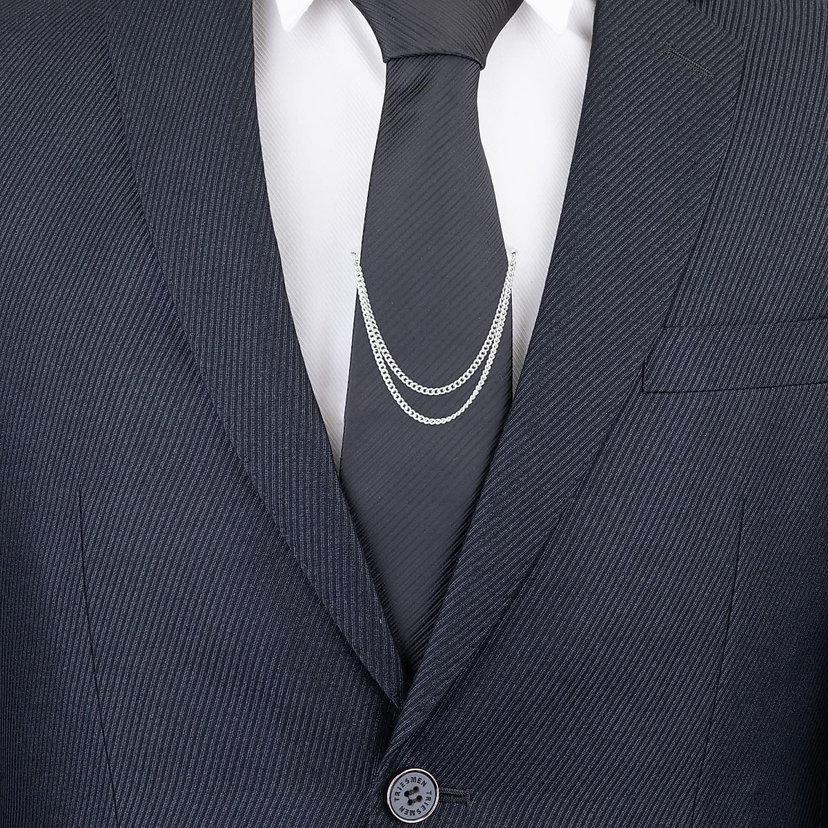 Danny shi Men's Silver Golden Tie Chain Set, Gift Boxed (Silver Golden)