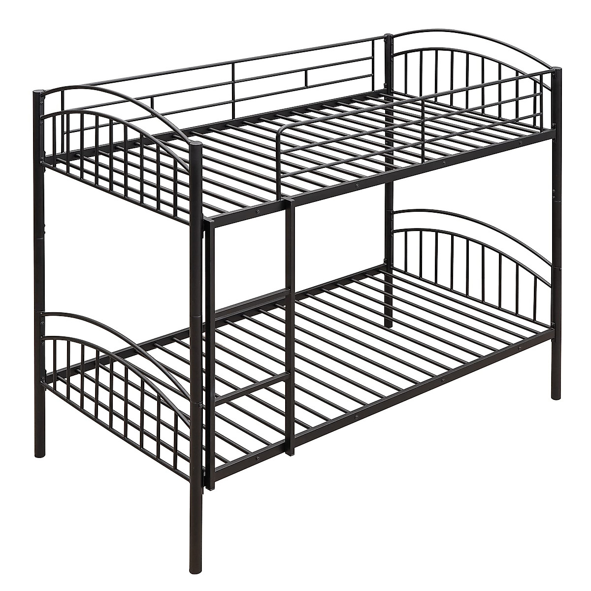 Twin Over Twin Metal Bunk Beds, Convertible Bunk Bed Divided into Two Beds for Kids Boys Girls Teens,Black