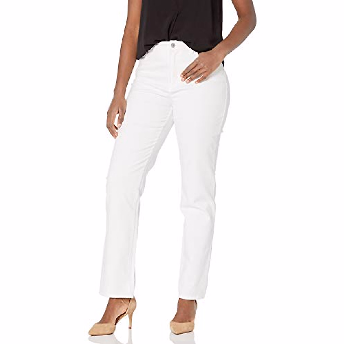 Gloria Vanderbilt womens Amanda Classic High Rise Tapered Jean, Vintage White, 12 Petite Regular