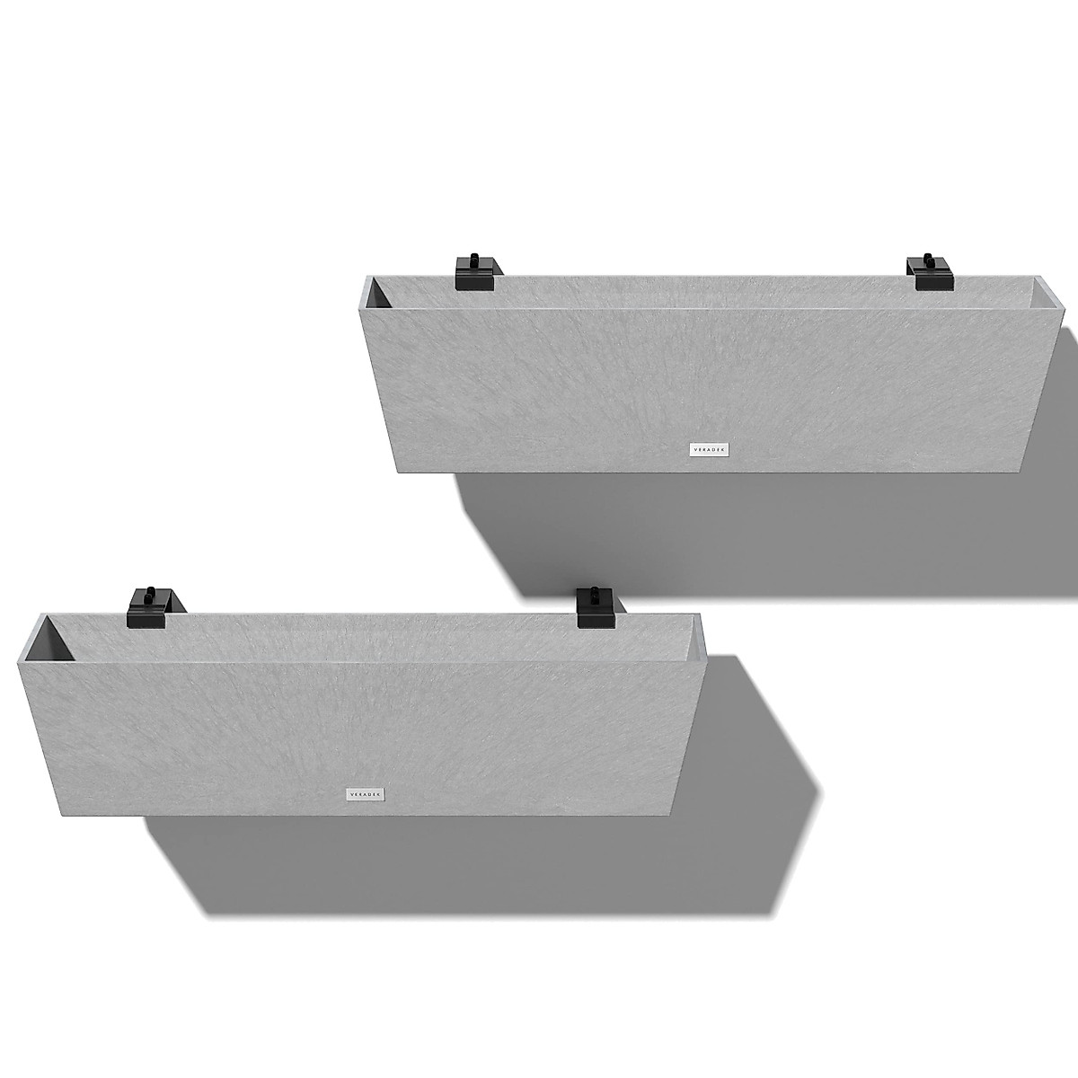 Veradek Pure Series Railing Planter - Plastic Hanging Planter for Outdoor Balcony/Fence | Durable All-Weather Use with Adjustable Brackets | Modern Décor for Flowers, Succulents, Hanging Plants