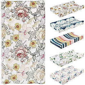 3PC Baby Changing Mat Cover Unisex Soft Changing Pad Cover Nappy Changing Travel Station Cover Fit for Any Standard Crib Changing Mat, Removable-32"x16"x4" （Just Cover）