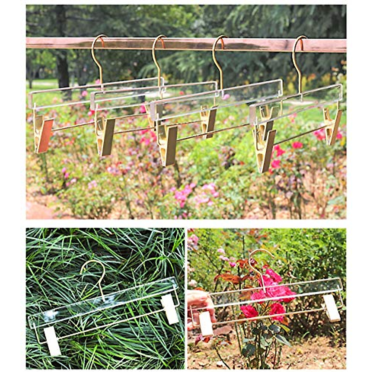 Acrylic Pants Hangers for Clothes with Gold Hook Suit Hangers Non Slip Velvet with Clips Heavy Duty Gold Hanger 5 Pack and 10 Pack