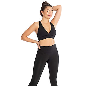 Handful The FaV Bra, Medium Support Sports Bra, Pockets, Removable Pads, Deep Plunge Neck Line, Booya Black, Small