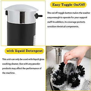 Electric Commercial Glass Washer, 5-Brush Electric Submersible Glass Washer, Winery Wine Glass Cleaning Machine, Perfect for Bars and Cafes, with 1800rpm No-load Speed, 1200 Cups/h, Black
