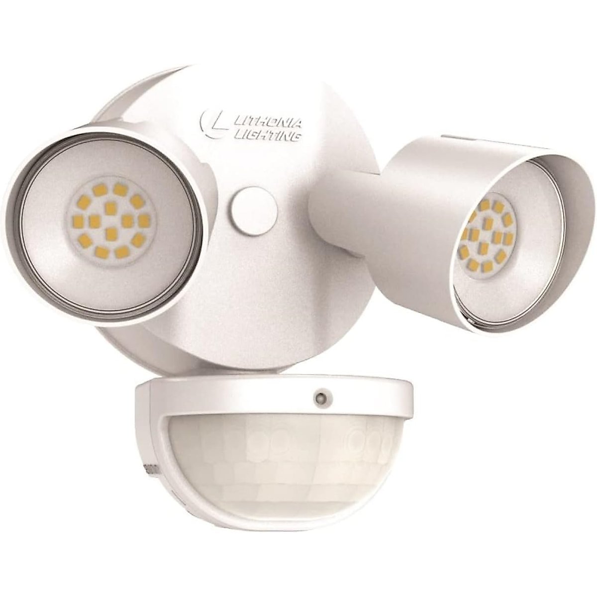 Lithonia Lighting HGX LED 2RH 40K 120 MO WH M2 HomeGuard Security Flood Lights, 4000 Lumens, 2-Light, Photocell Sensor and Motion Detection, White