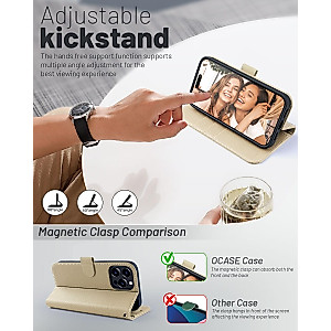 OCASE Compatible with iPhone 15 Pro Max Case Wallet Case, PU Leather Flip Folio Case with Card Holders RFID Blocking Kickstand Shockproof Phone Cover 6.1 Inch 2023, Litchi Apricot