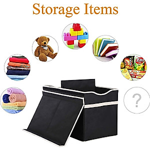 VICTOR'S Kids Toy Box Chest - Extra Large Lightweight Collapsible Toy Storage Organizer Boxes Bins Baskets for Kids, Boys, Girls, Nursery Room, Playroom, Closet (New Black)