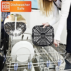 Upgraded Air Fryer Grill Pan for Instant Vortex Plus 6QT Air Fryers, Non-Stick Air Fryer Plates with Air Fryer Rubber Bumpers, Square Air Fryer Grill Plate with Holes, Dishwasher Safe