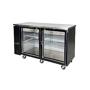 Elite Kitchen Supply Commercial Beer Back Bar Cooler Refrigerator, ETL NSF 2 Glass Door Bottle Display Fridge Cooler Merchandiser, LED Lighting, 60" W 15.8 cu.ft. Black CBB60H