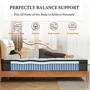 Vantovis Full Mattress,10 Inch Hybrid Mattress in a Box,Gel Memory Foam and Individual Pocket Spring,Medium Firm Edge Support Back Pain Relief & Cooling Motion Isolation & Silent Sleep