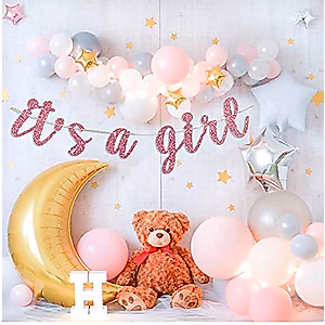 It's A Girl Banner Pink Glitter Baby Girl Baby Shower Party Pregnant AF Baby 1st Birthday Party Decorations Party Supplies