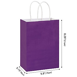 Vammy 32 Pack Small Gift Paper Bags 5.9x3.15x8.27 inch, Party Favor Gift Bags with Handles, Kraft Paper Gift Bags Bulk for Birthday Wedding Party Favors Baby Shower Grocery Retail Shopping Business