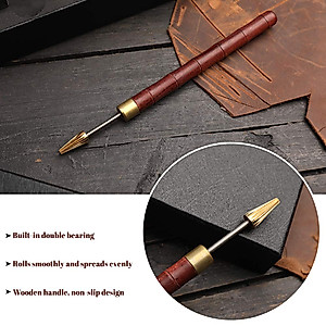 DIUDUS Leather Edge Dye Pen, Red Wood Handle Stainless Steel Top Edge Dye Roller Oil Pen Belt Finisher Leather DIY Craft
