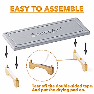 SpaceAid DryingNeat Sink Organizer, Instant Dry Sink Caddy Organizers, Kitchen Sponge Soap Holder Dispenser, Countertop Fast Drying Rack (Bamboo Feet, Gray)