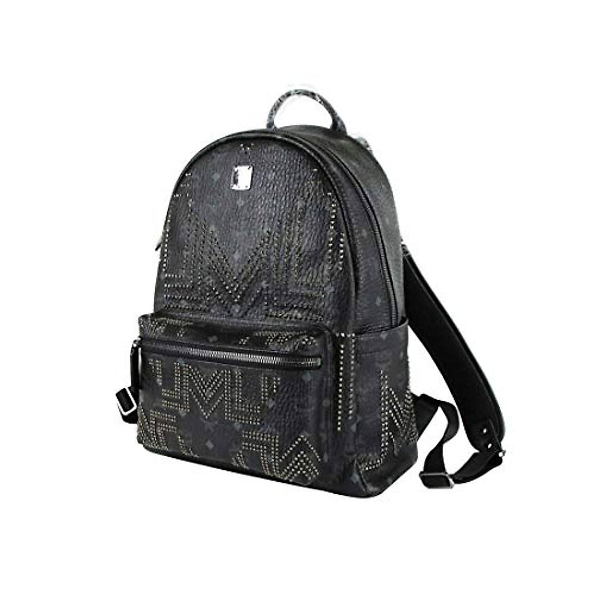 MCM Unisex Black Coated Canvas Studded Medium Backpack MMK8AVE55BK001