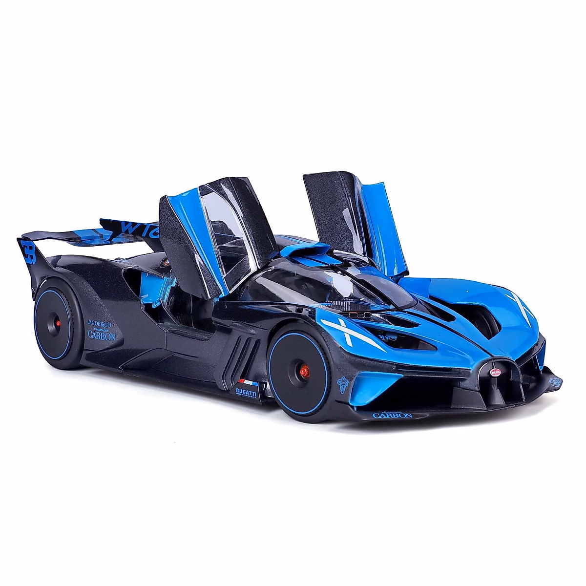 Bburago - 1/18 Scale Model Compatible with Bugatti Bolide W16 8.0 2020 Sports Car Die-Cast Scale Model Replica Miniature (Blue), Kids