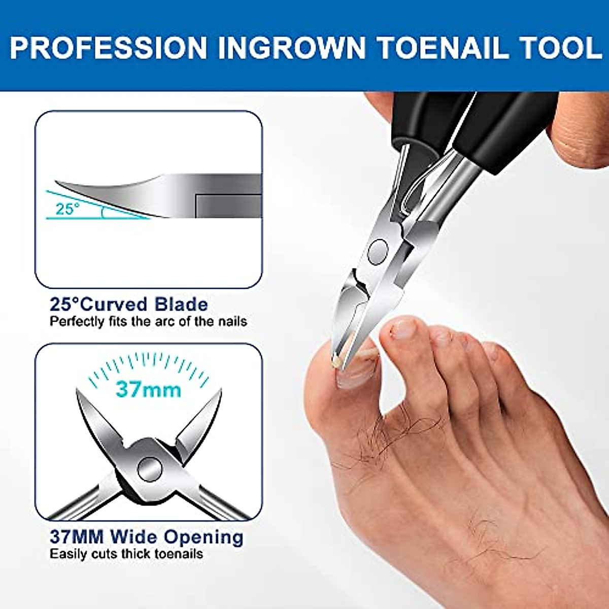 Toenail Clippers for Seniors Thick Nails - Wide Jaw Opening Extra Large Toe Nail Clippers with Catcher, Professional Sharp Curved Blade Heavy Duty Clipper Pro Nail Cutter for Seniors Long Handle