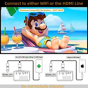 Mini Projector with WiFi, Portable Projector for Cartoon, Kids Gift Suit for Dark Enviroment to Use