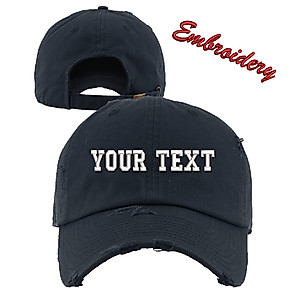 Distressed Baseball Cap KB4005 / Custom Hats/Embroidery Hats/Monogram Hats/Custom Caps (Black)