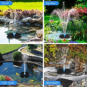 3.5W Solar Fountain, Solar Bird Bath Fountains Pump with Flower Panel, Solar Water Fountain Outdoor with 8 Nozzle & 4 Fixer for Garden, Pond, Pool