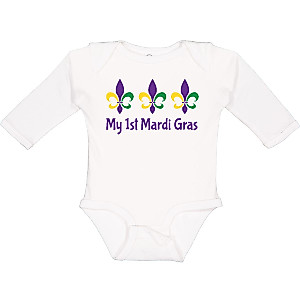 inktastic My 1st Mardi Gras Fleur De Lis Long Sleeve Creeper 6 Months 0020 White 1cb67