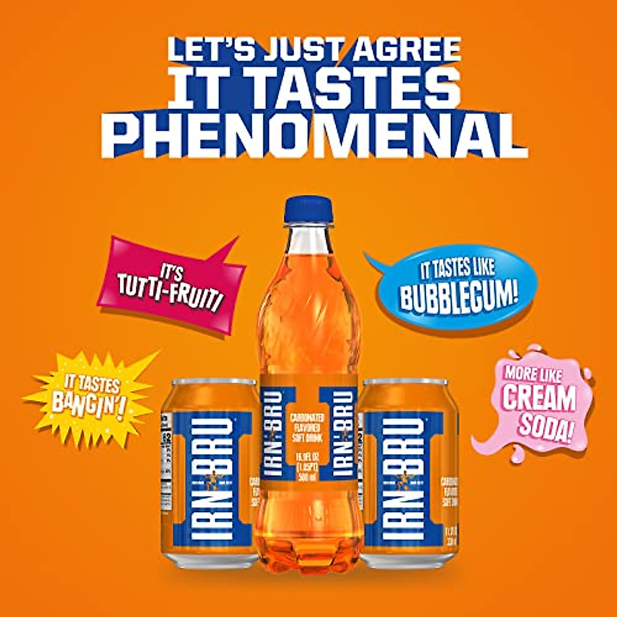 IRN-BRU From AG Barr The Original and Best Sparkling Flavored Soft Drink | A Scottish Favorite | 16.9 Fluid Ounce (Pack of 12)