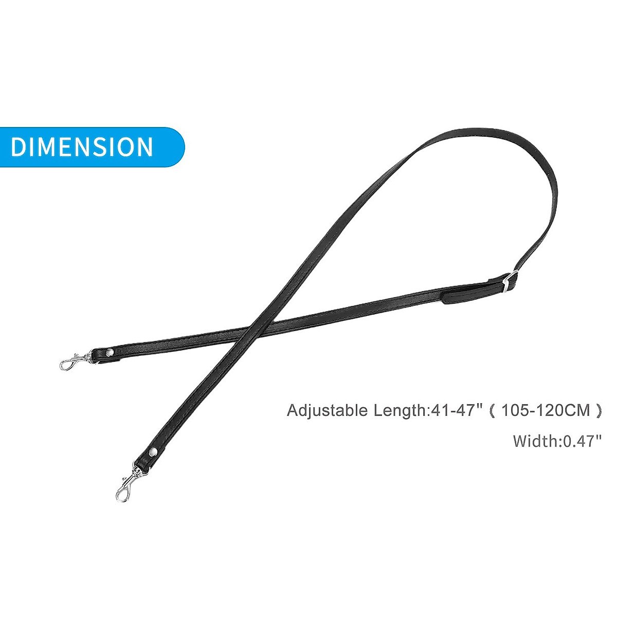 VanEnjoy Adjustable Shoulder Straps for Purse Bag Handbag Wallet Replacement (Black-Silver Metal)