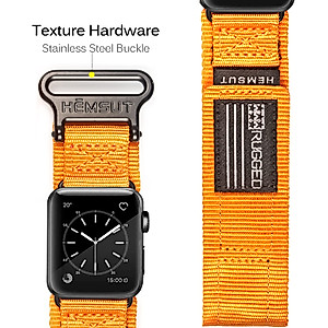 Hemsut Compatible With Apple Watch Band, Rugged Nylon Sports Strap With Woven Loop Design For iWatch 42mm/44mm/45mm 38mm/40mm/41mm, Tough Replacement Band For Series 7/6/5/4/3/2/1/SE Men Women
