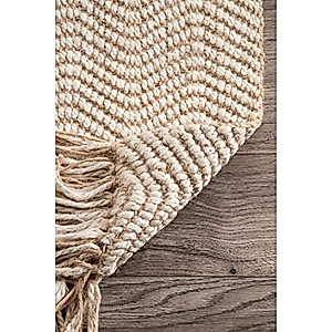 nuLOOM Don Chevron Jute Tasseled Area Rug, 7' 6" x 9' 6", Natural