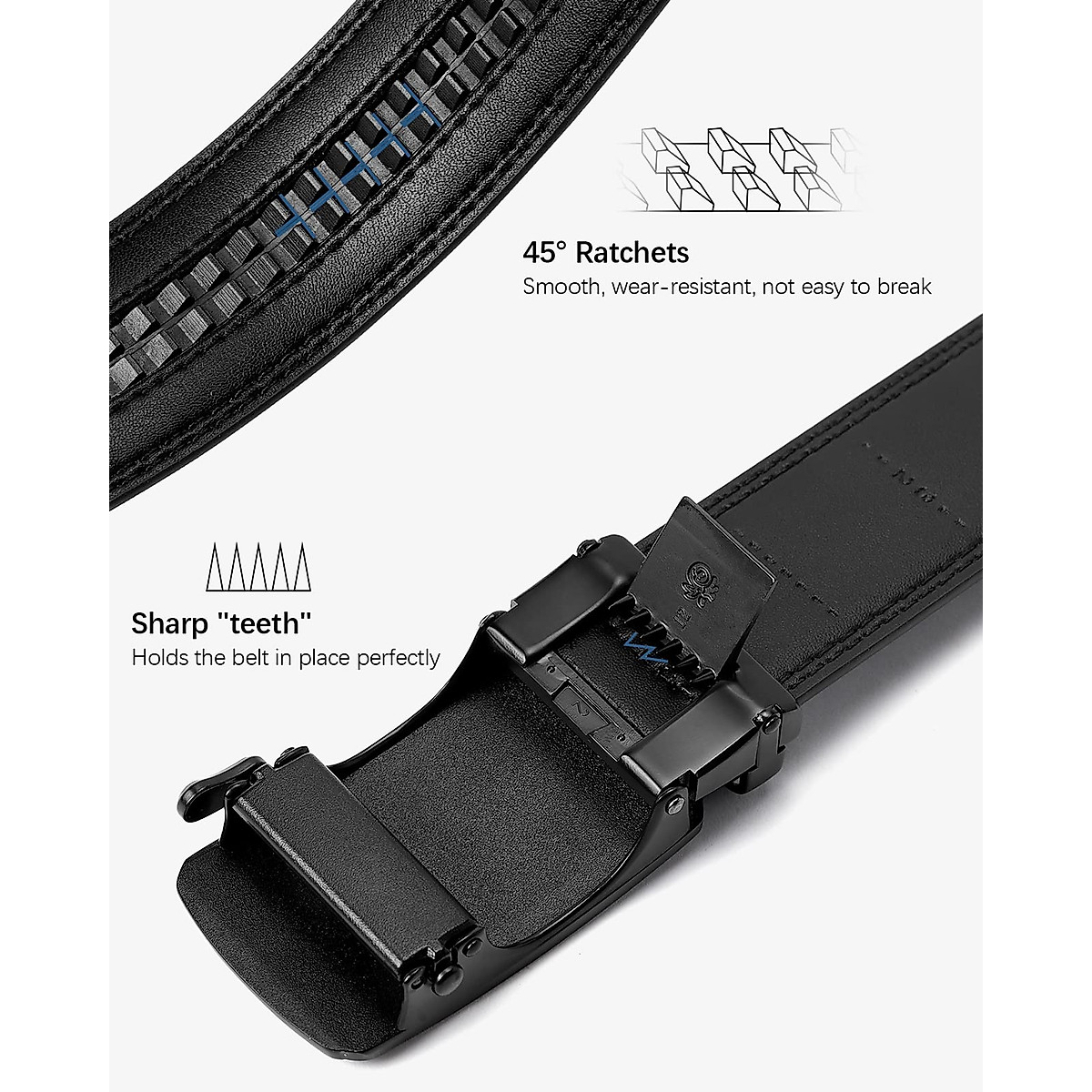 BOSTANTEN Mens Belt Leather Ratchet Belt For Men Dress and Casual with Adjustable Buckle, Trim to Fit