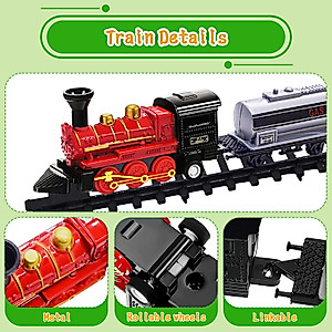 MEMOVAN Train Cake Toppers 13pcs Train Cake Decorations Mini Train Toy Traffic Track Railway Lights Cake Topper Decorations for Boy's Kids Steam Train Theme Birthday Party Supplies