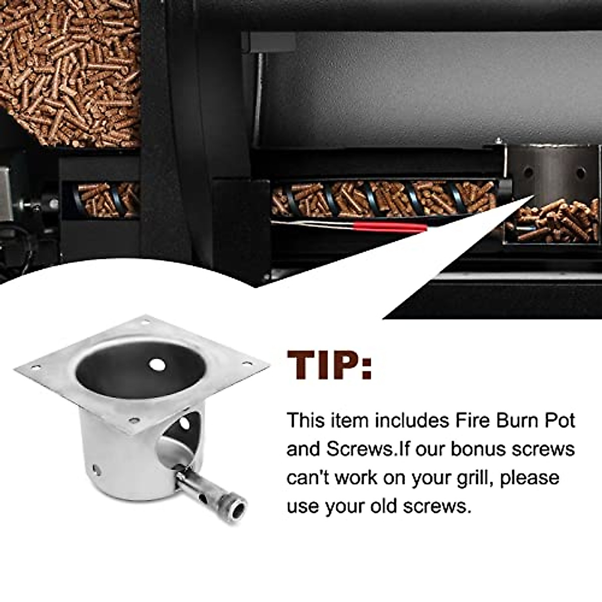 QuliMetal Fire Burn Pot Replacement Parts for Pit Boss and Traeger Pellet Grill Burner, Upgraded FirePot with Screws