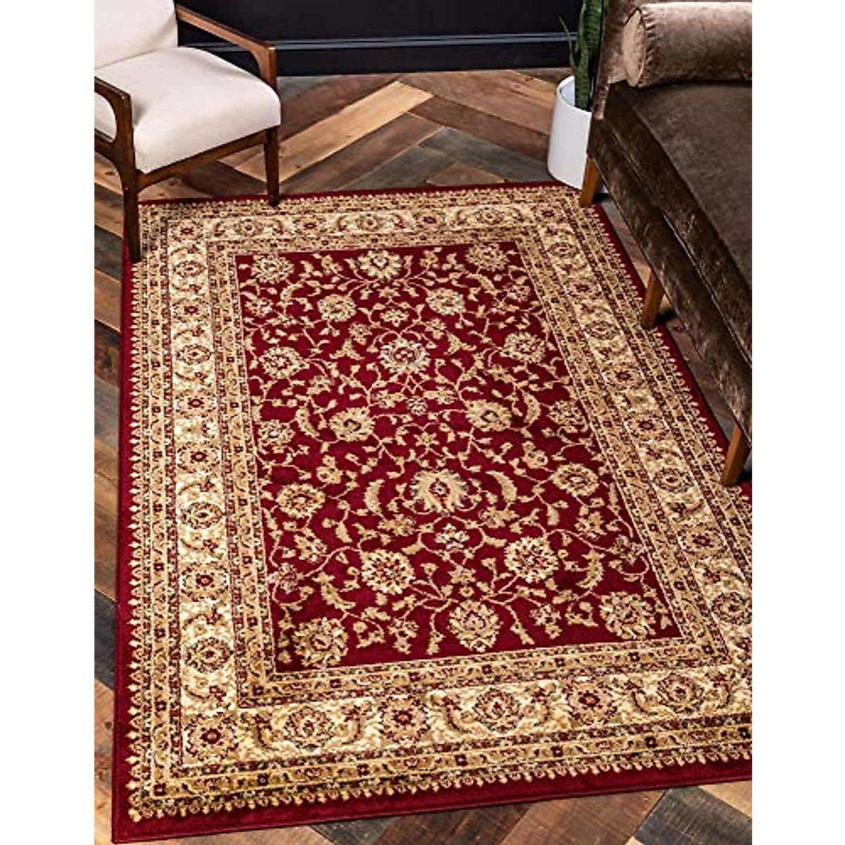 Unique Loom Voyage Collection Traditional Oriental Classic Intricate Design Area Rug (3' 3 x 5' 3 Rectangular, Red/Gold)