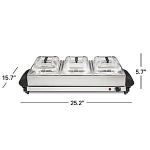 Buffet Server and Food Warming Tray, Stainless Steel Chafing Dishes, Adjustable Heat