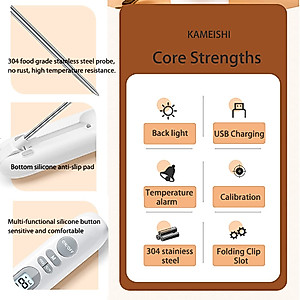 KAMEISHI One-Second Instant Read Meat Thermometer, Professional Ambidextrous Kitchen Thermometer with High-Precision and Calibratable, Cooking Thermometer for Oil Deep Fry Smoker BBQ Grill