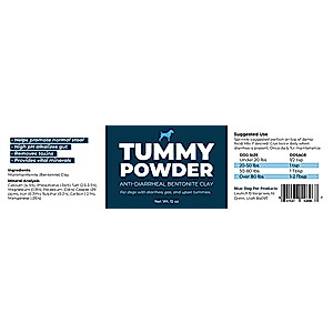 Tummy Powder for Dogs and Cats | Anti-Diarrheal Bentonite Clay Powder | Gas Relief | Stool Firmer | Detox | Anti-Diarrhea | Calcium and Other Minerals | Natural from The Earth | by Blue Dog Pet